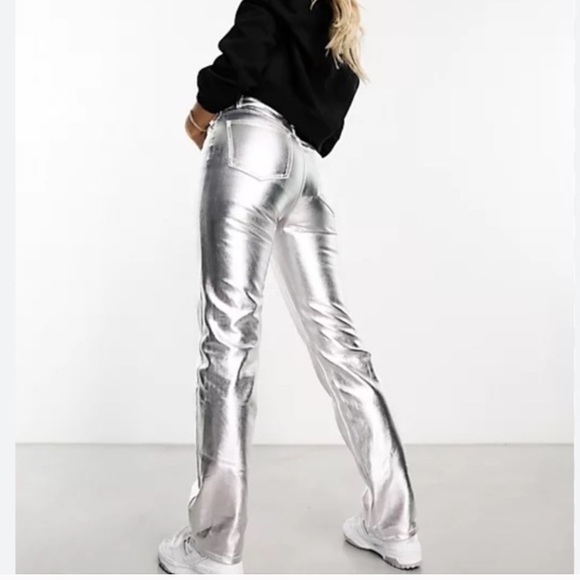 love, Fire | Pants & Jumpsuits | Nwt Love Fire Silver Metallic Zipper ...